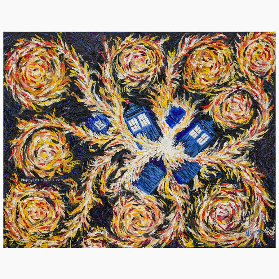 exploding tardis starry night